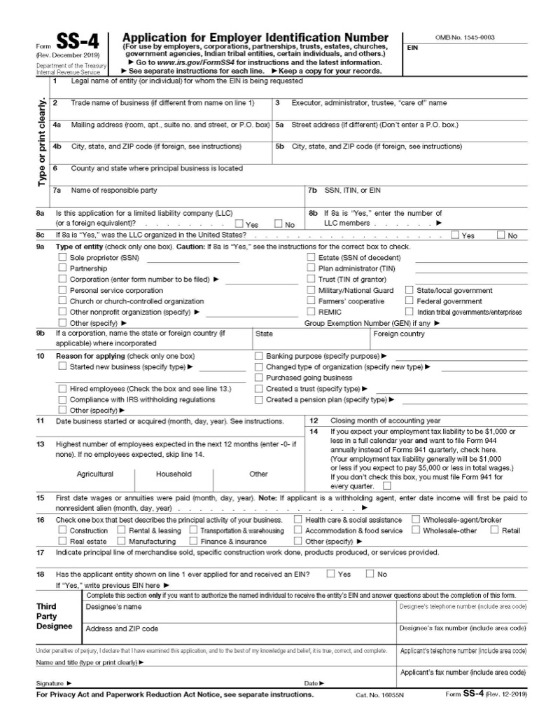 SS 4 Forms Requesting An Employer ID From The IRS Jackson Hewitt SS 4 Forms Requesting An Employer ID From The IRS Jackson Hewitt